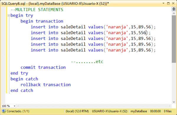 Insertar múltiples filas (Datos masivos) C#, WinForm, SQL, Bulk Copy, TVP, Transact -SQL, Commit ...