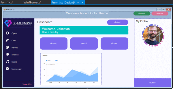 UI – Windows Accent Color Theme – C# & WinForm – RJ Code Advance
